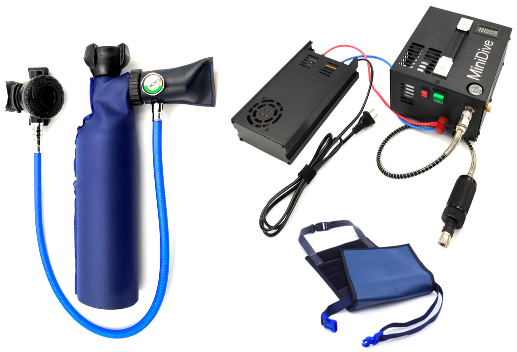 Rechargeable scuba tank with 12 V compressor - Scuba breather