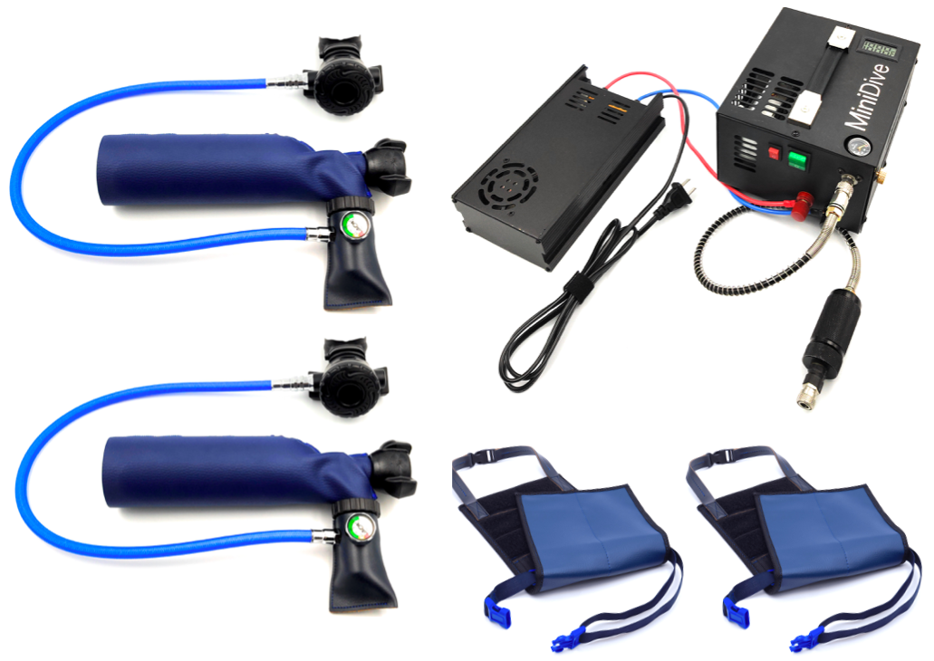 Scuba diving equipment - 2x Small tanks - Smaco mini scuba tank