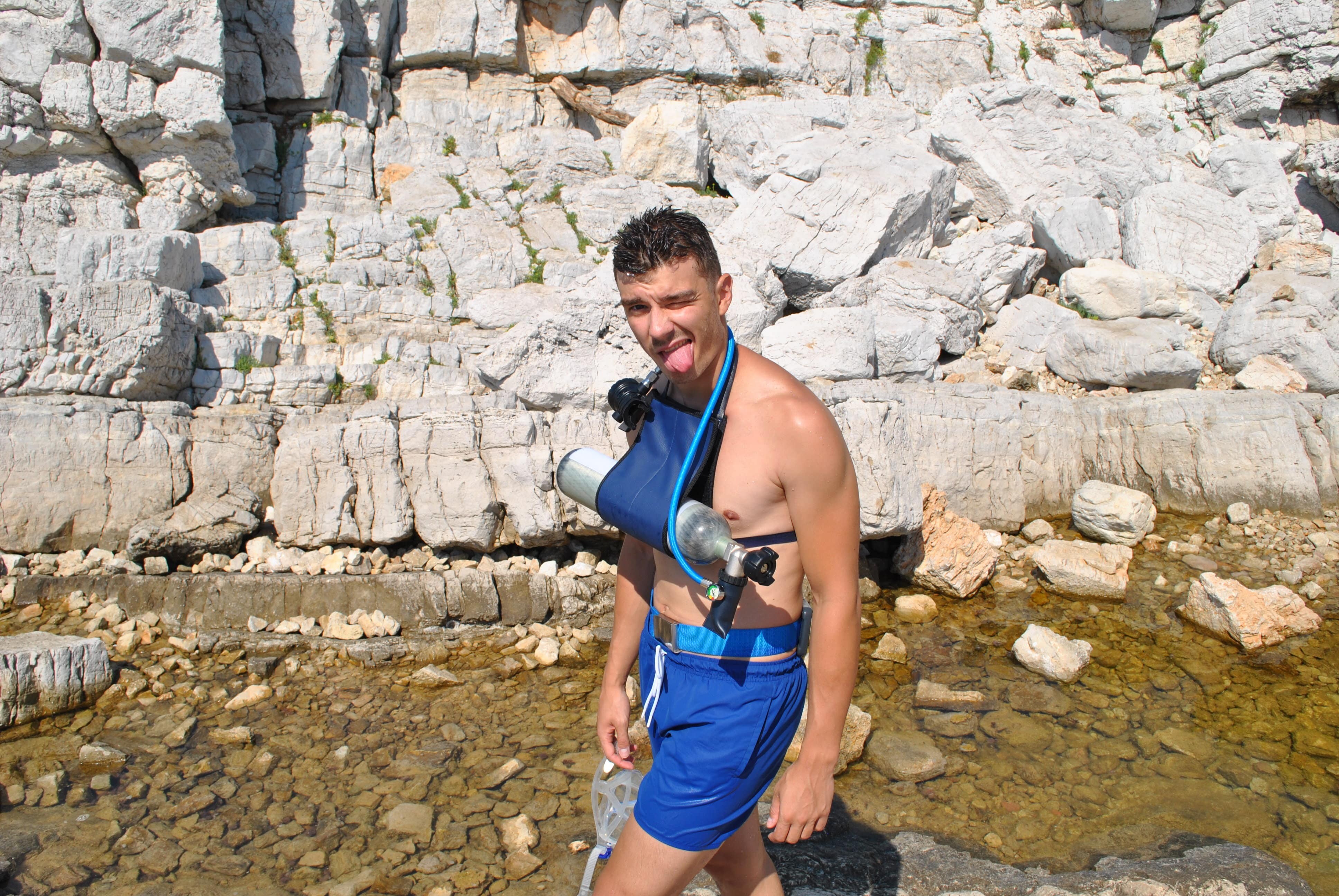 2x Small diving tank 2 L with compressor - dive portable lungs