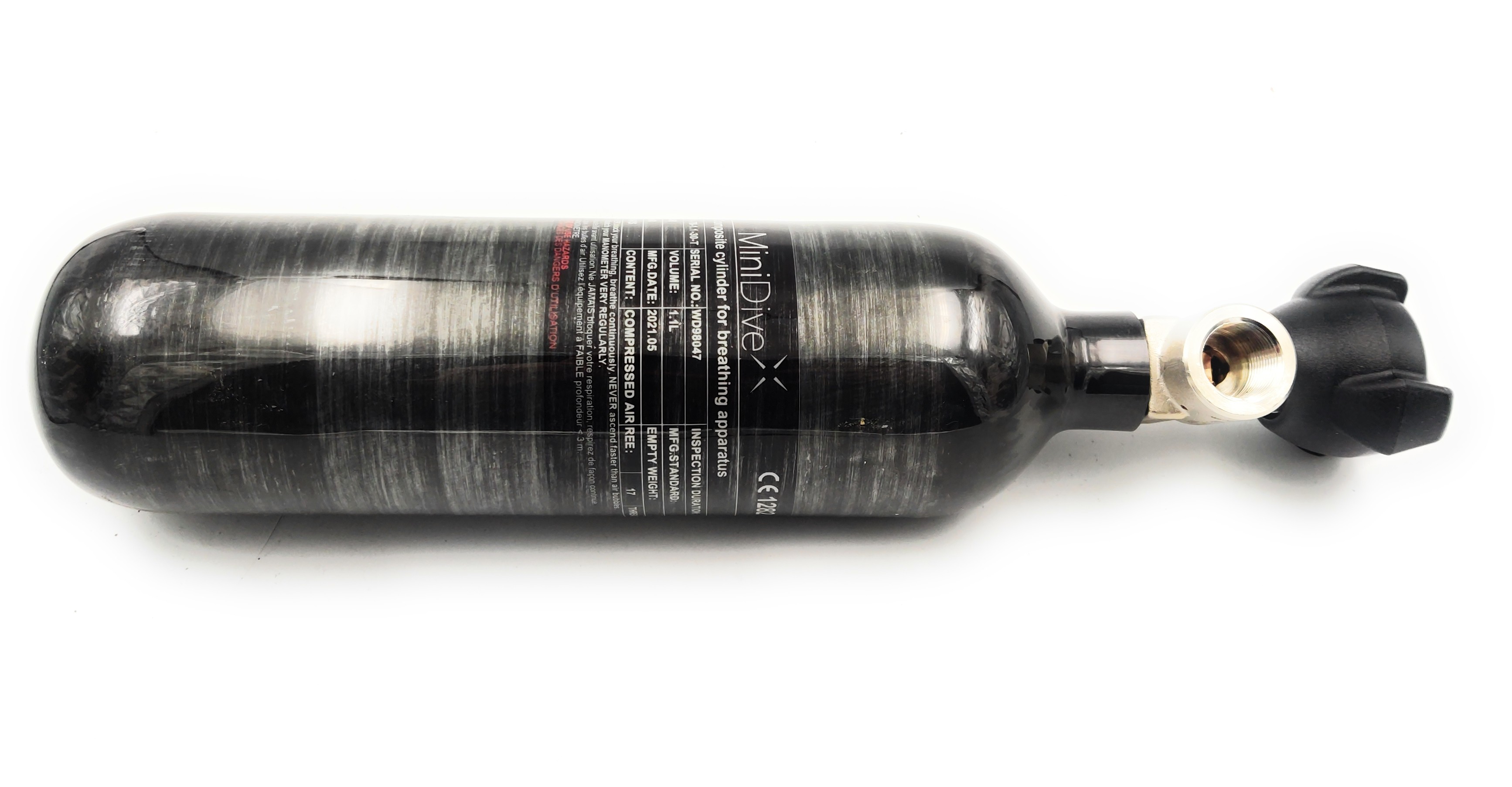 1L / 70 cu in Mini Scuba Tank Carbon Fiber - Kit with Compressor
